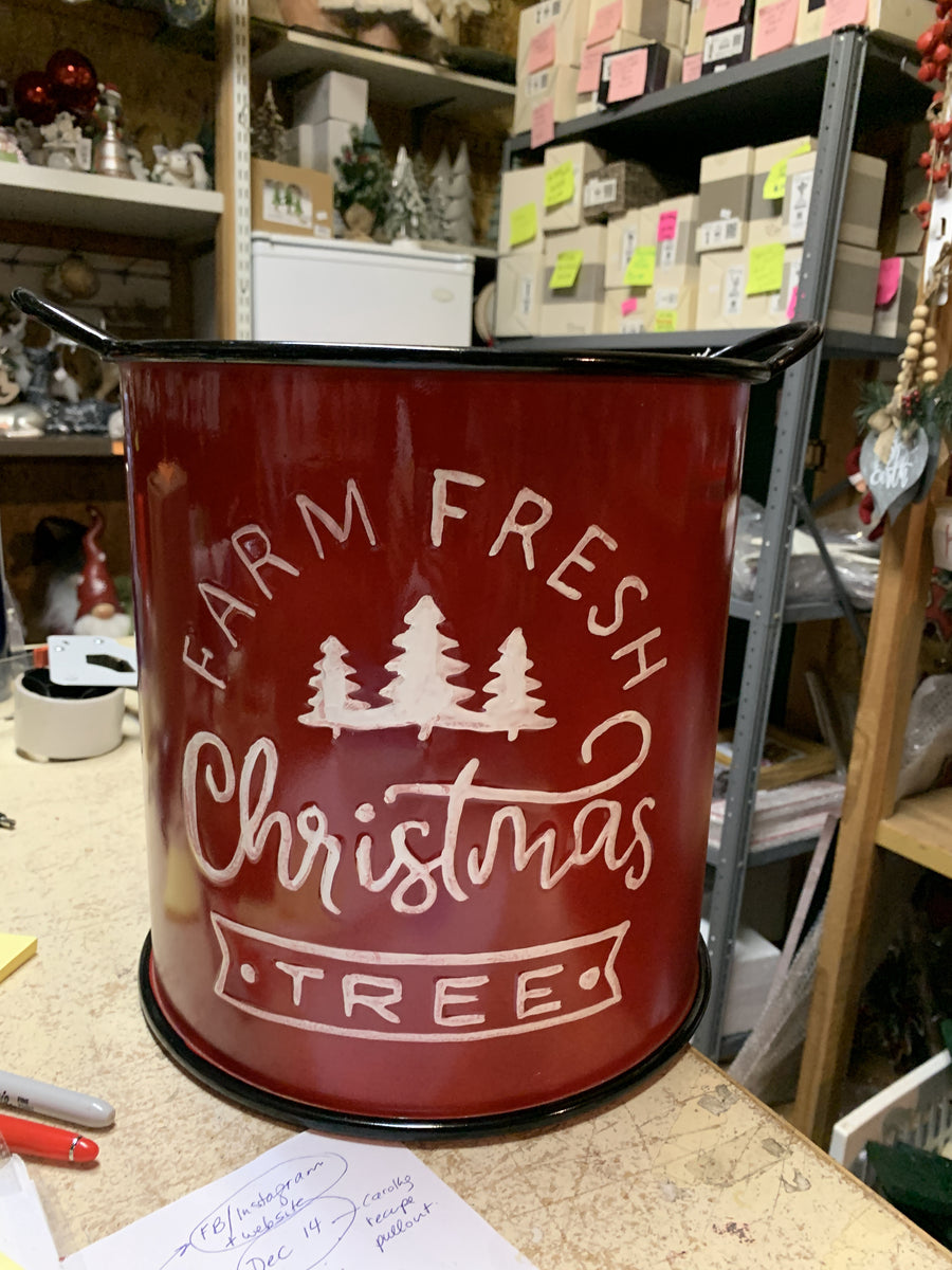 Red Farm Fresh Christmas Tree Bucket – Glendas Christmas Cottage