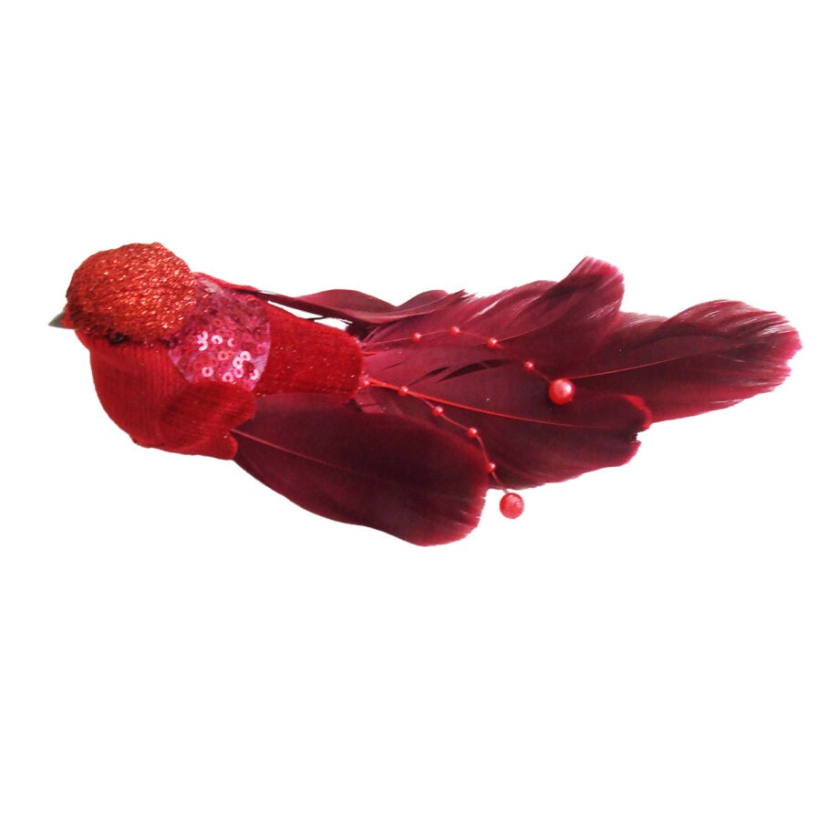 Sparkly Red Bird Clip – Glendas Christmas Cottage
