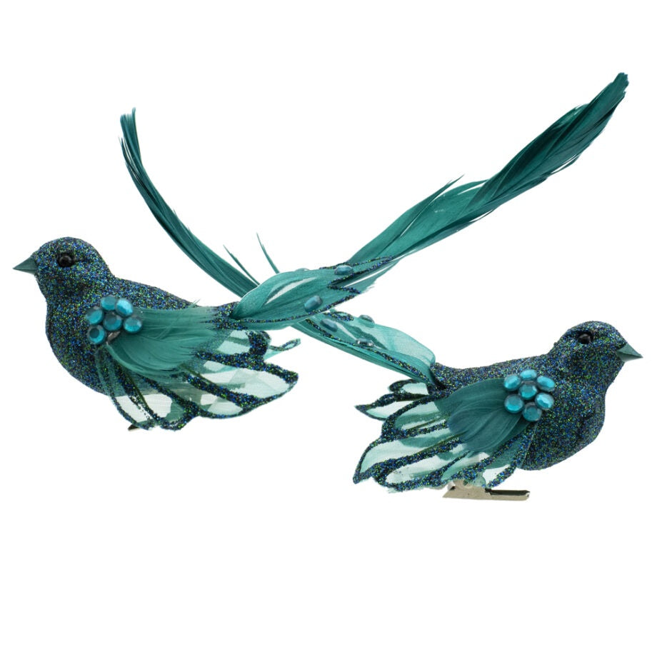 Aqua Blue Bird Pick – Glendas Christmas Cottage